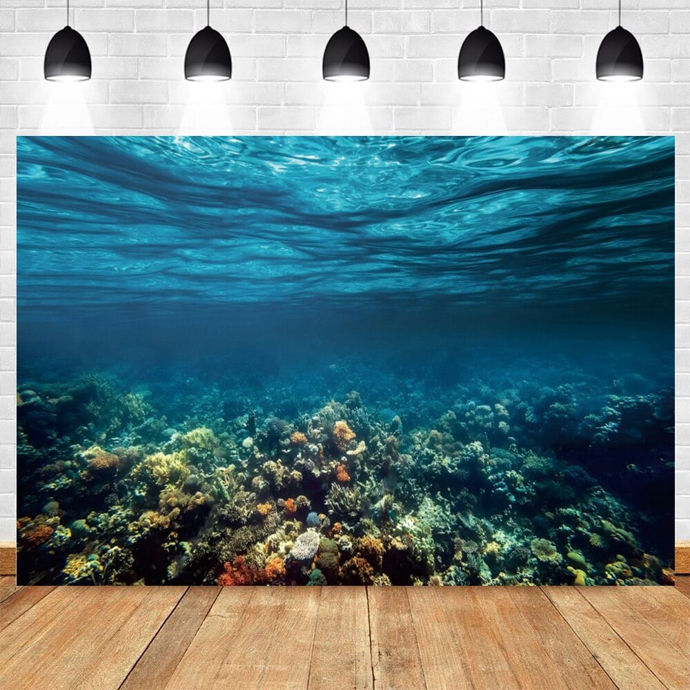 Underwater World Backdrop Seabed Shark Ocean Undersea Fish Coral Baby ...