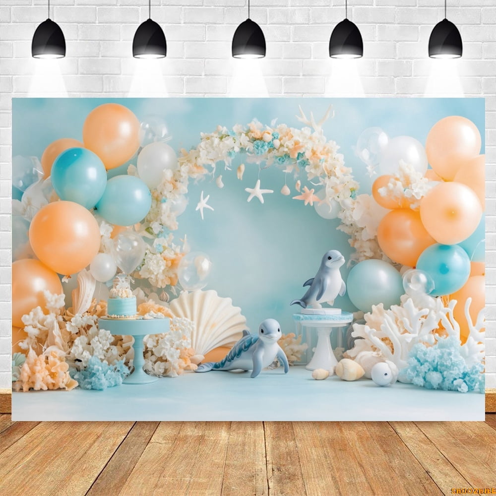 Underwater World Dolphin Theme Backdrop Undersea Animals Plants Coral ...