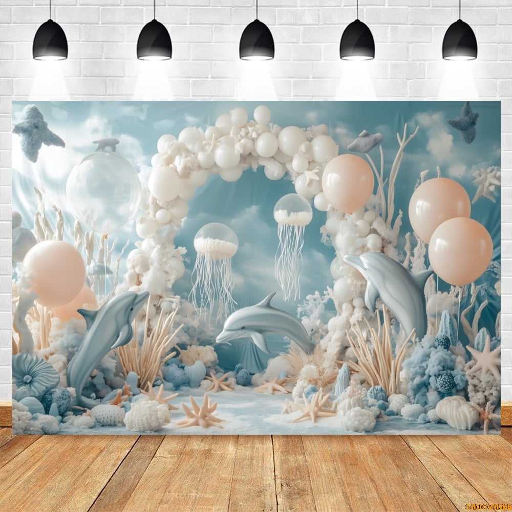 Underwater World Dolphin Theme Backdrop Undersea Animals Plants Coral ...