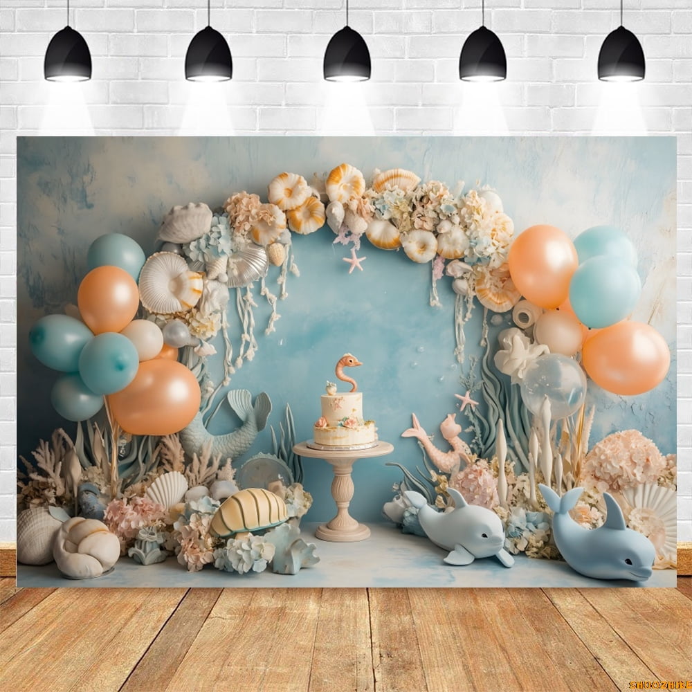 Underwater World Dolphin Theme Backdrop Undersea Animals Plants Coral ...