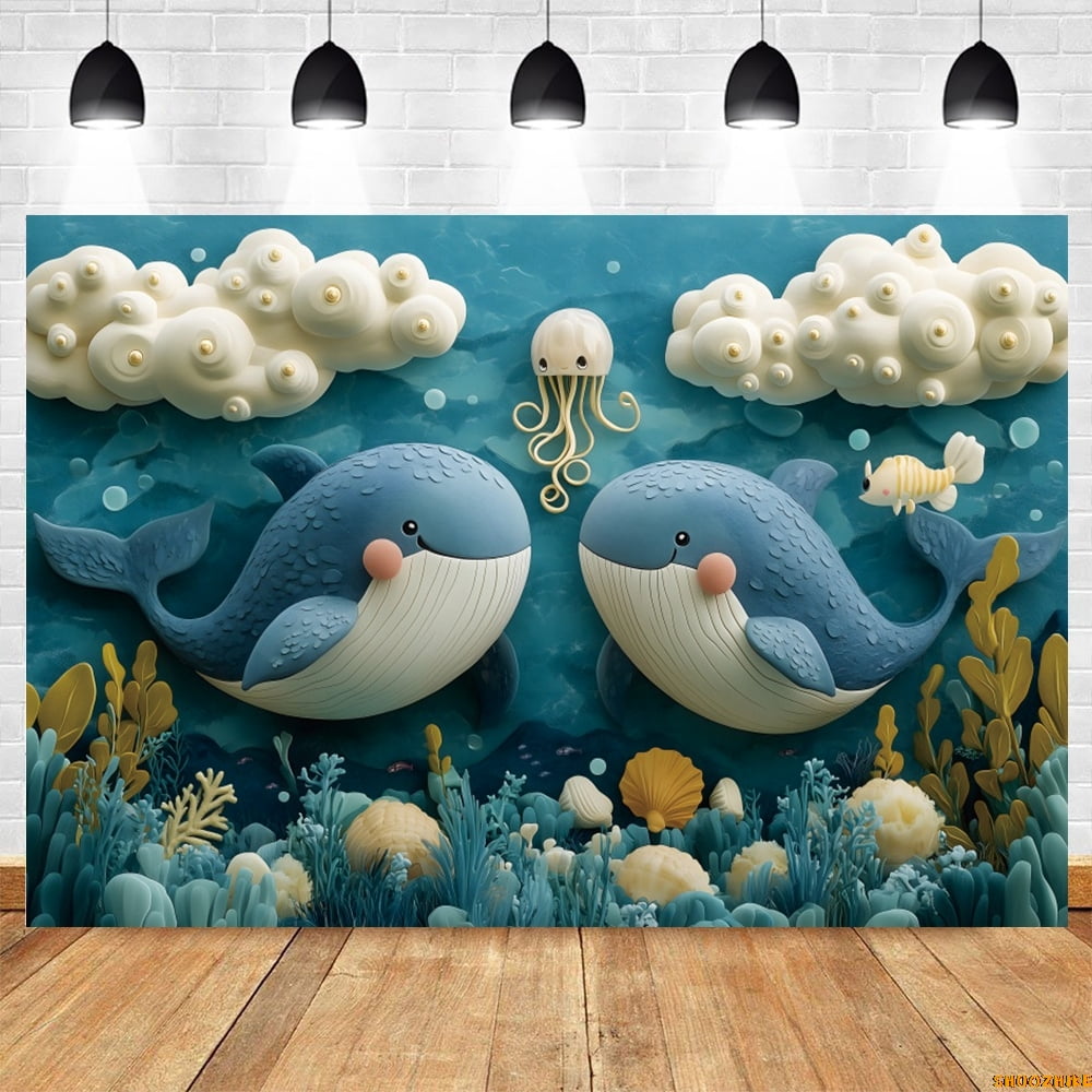 Underwater World Dolphin Theme Backdrop Undersea Animals Plants Coral ...
