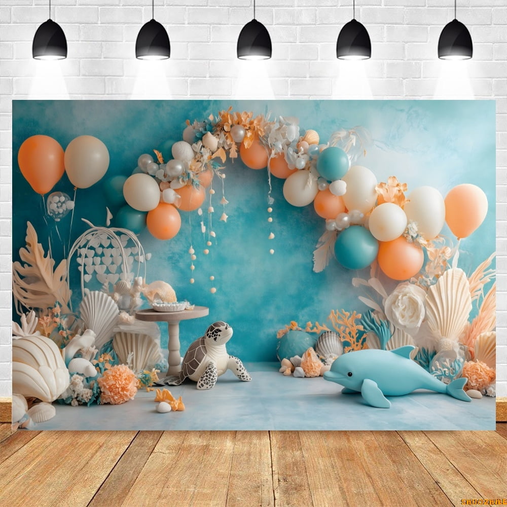 Underwater World Dolphin Theme Backdrop Undersea Animals Plants Coral ...