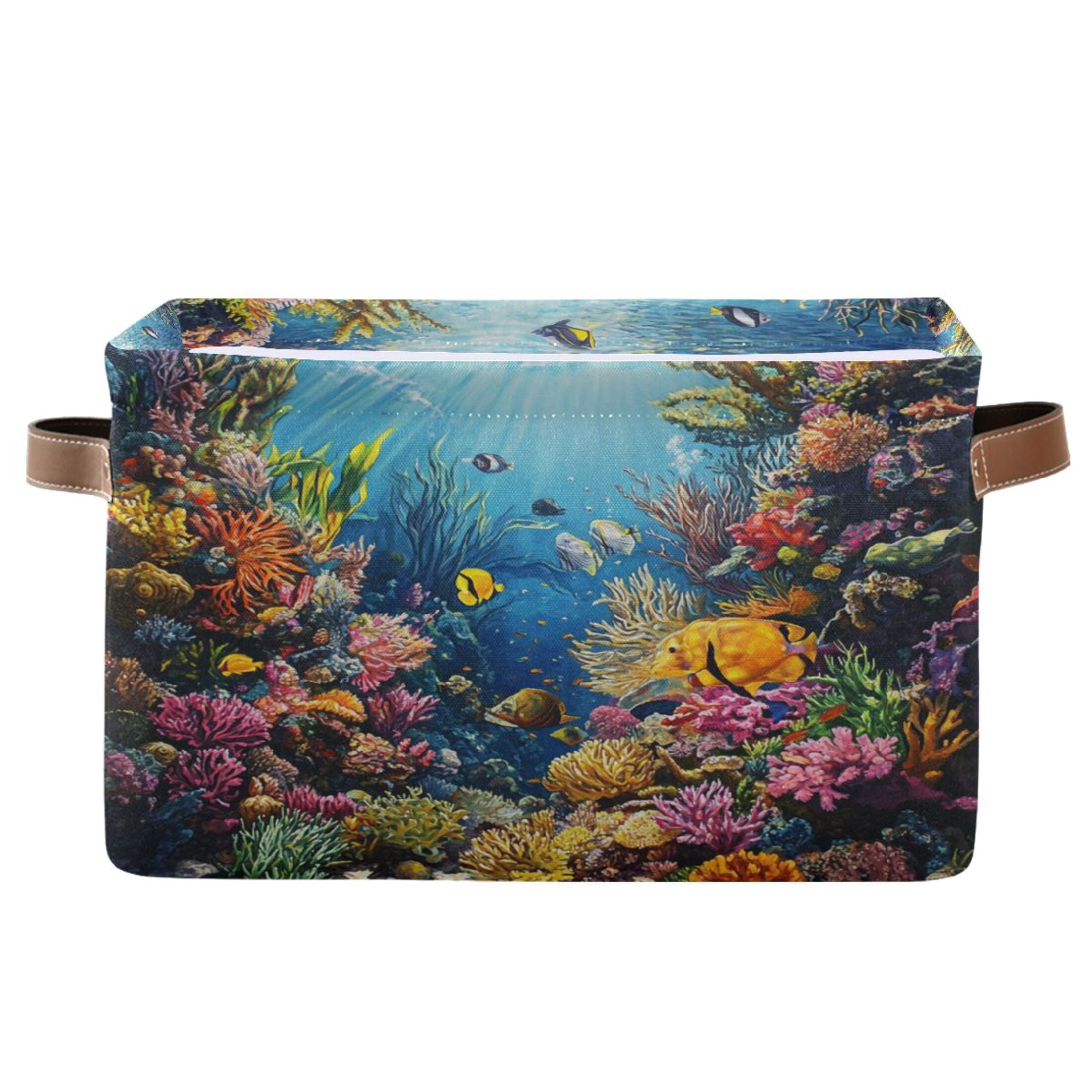 Underwater World Foldable Storage Basket,Canvas Fabric Foldable Storage ...