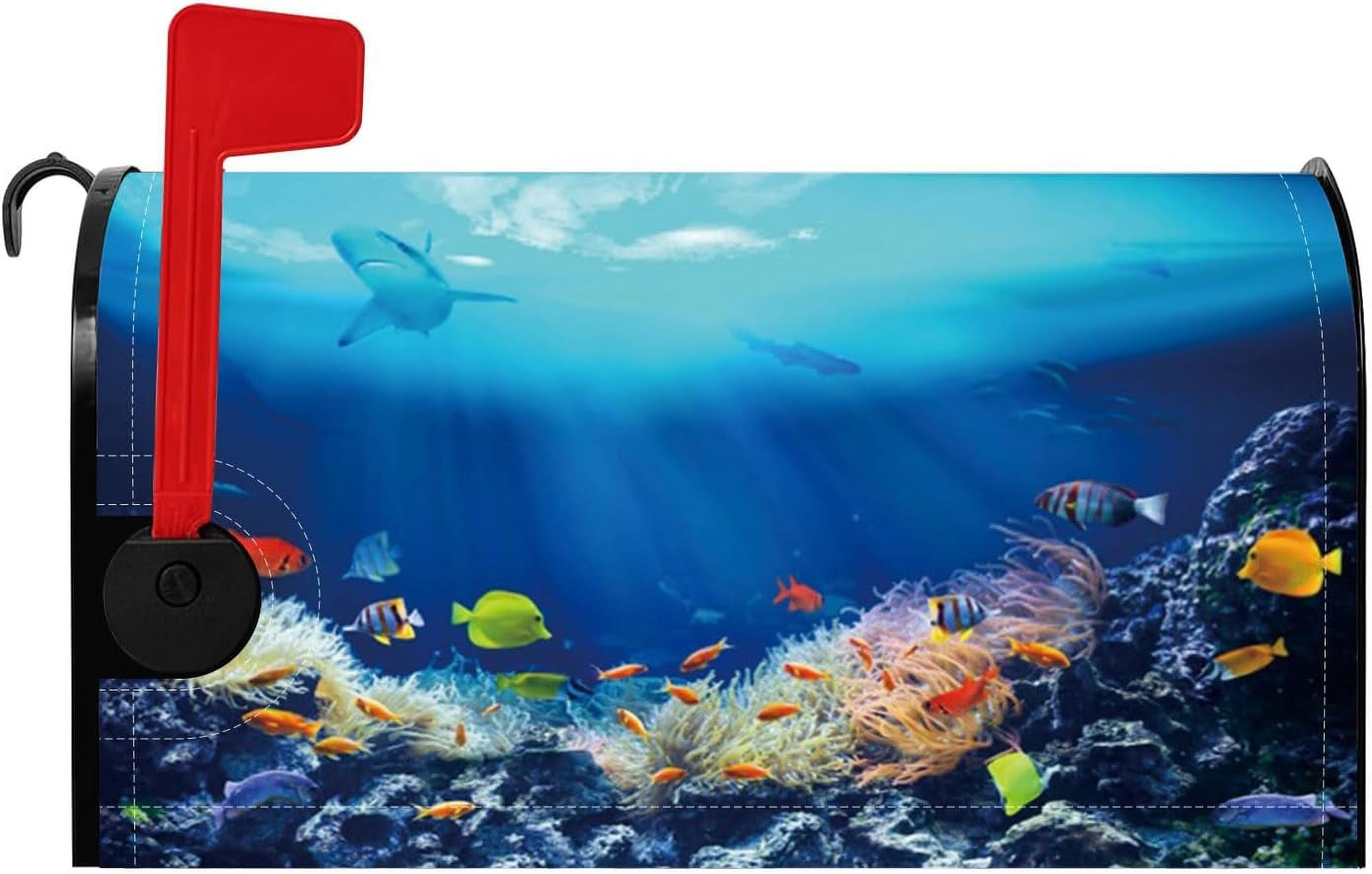 Underwater World Mailbox Cover Sea Shark Clown Tropical Fish Coral ...