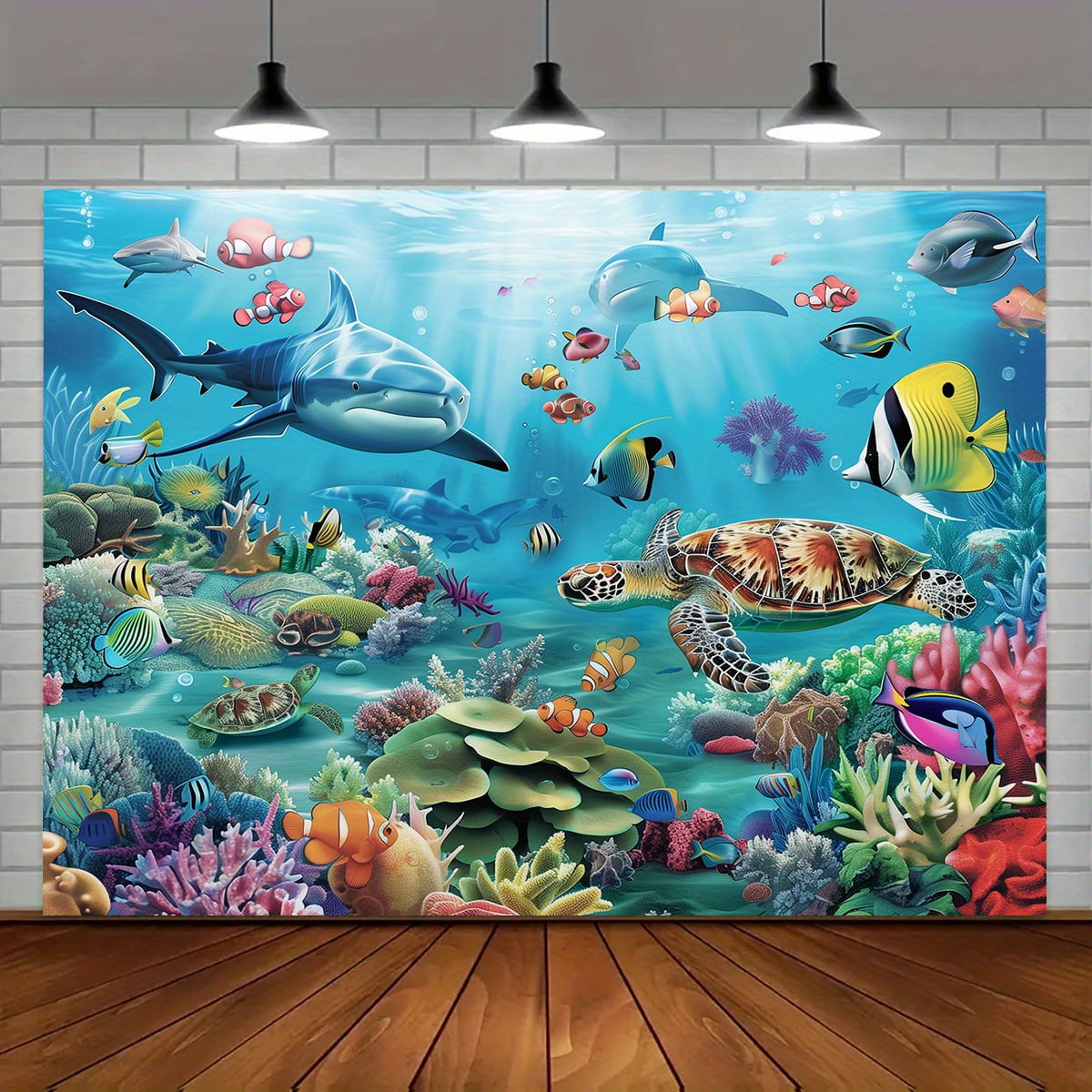 Underwater World Party Backdrop – Durable Polyester Ocean Life Banner ...