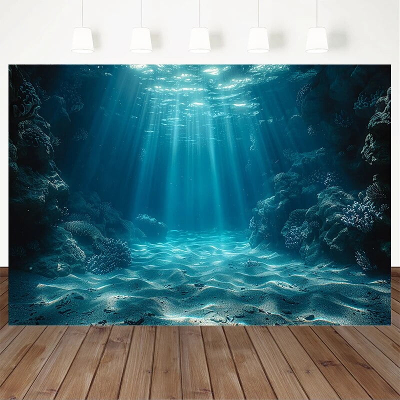 Underwater World Photography Backdrop Summer Blue Ocean Fish Coral Baby ...