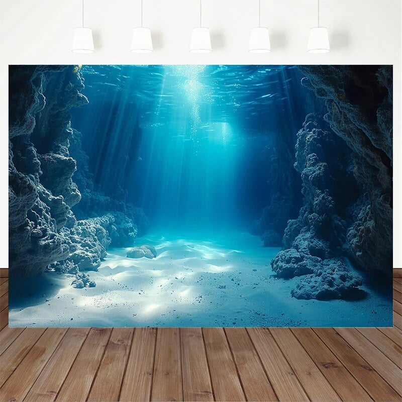 Underwater World Photography Backdrop Summer Blue Ocean Fish Coral Baby ...