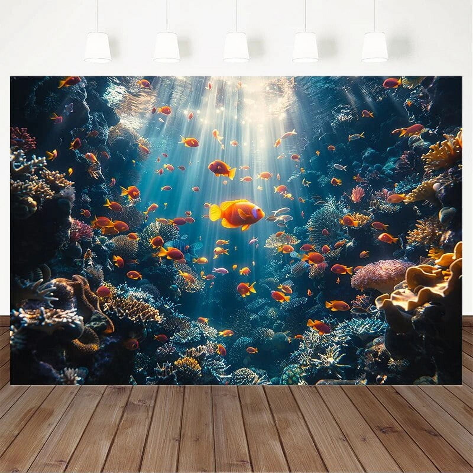 Underwater World Photography Backdrop Summer Blue Ocean Fish Coral Baby ...