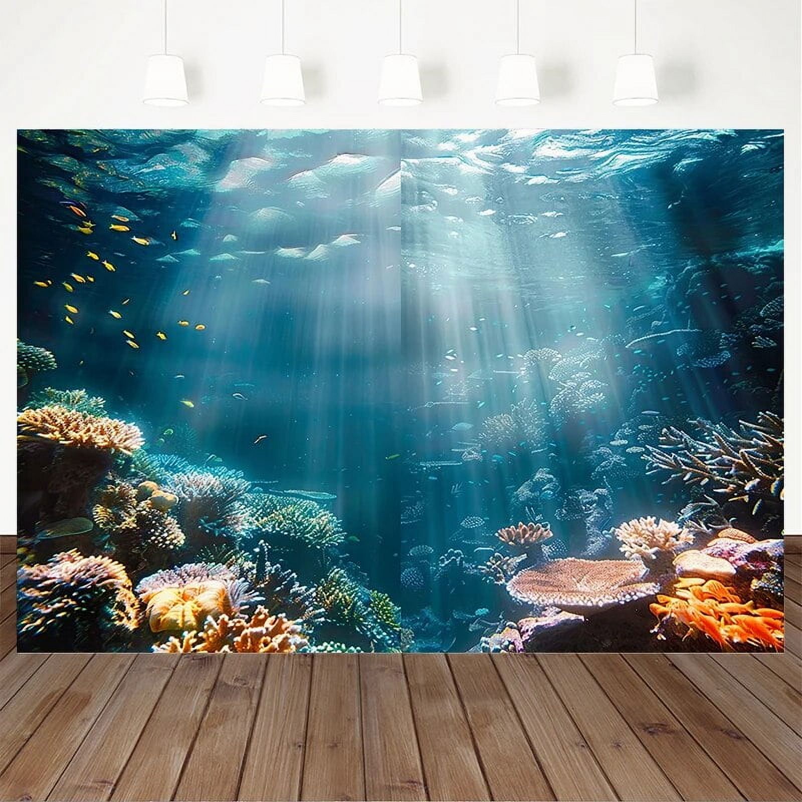 Underwater World Photography Backdrop Summer Blue Ocean Fish Coral Baby ...