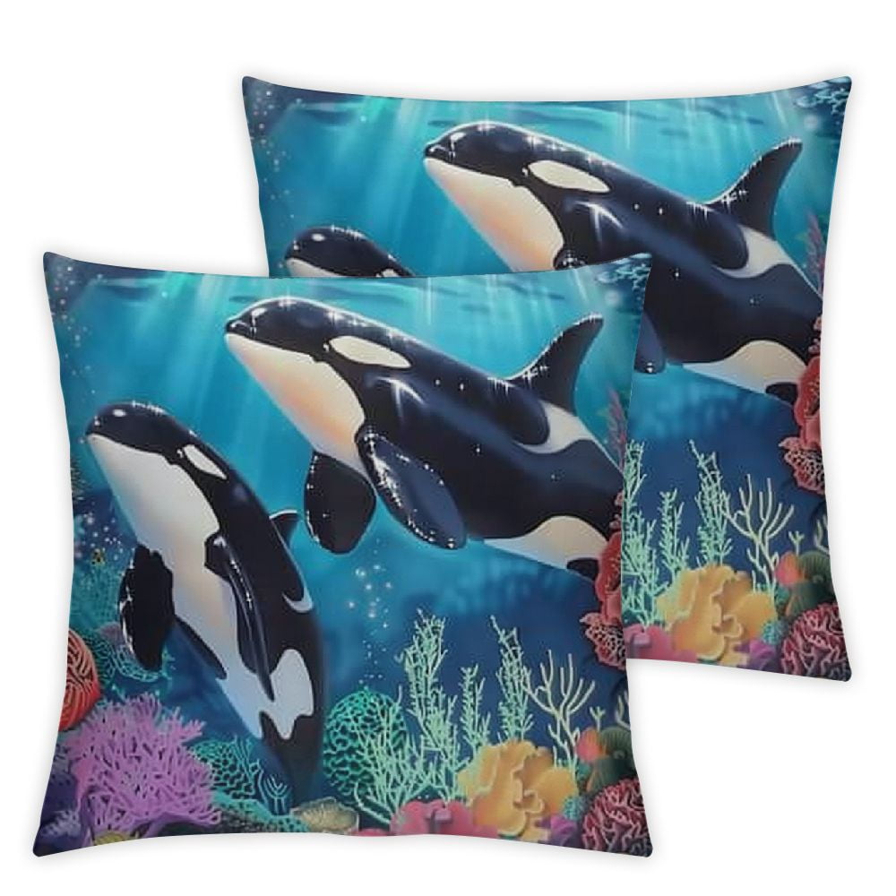 Underwater World Pillow Covers Killer Whale Throw Pillow Covers For ...