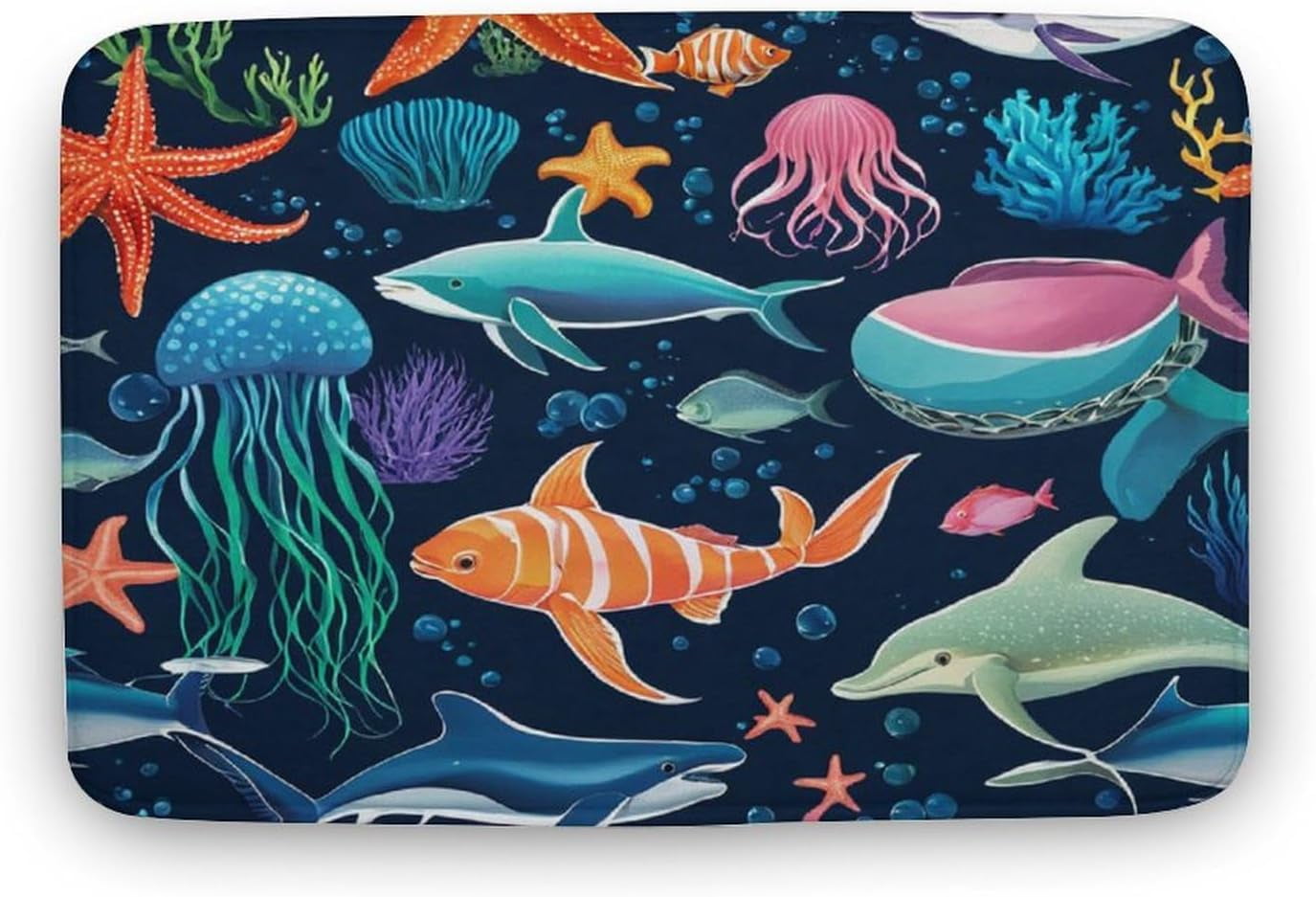 Underwater World Sea Creatures Bath Mats for Bathroom,Soft Absorbent ...