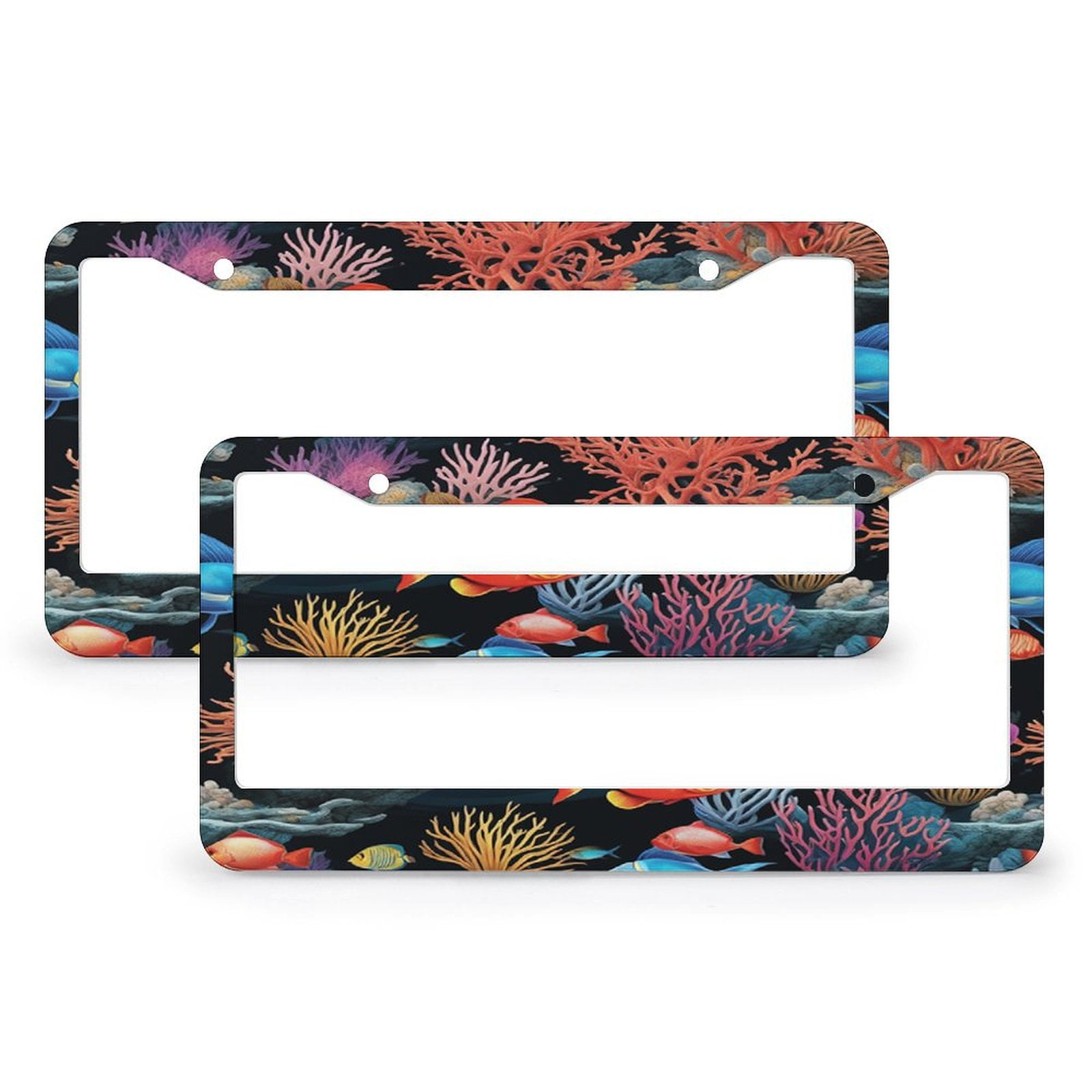 Underwater World Sea Creatures License Plate Frame 2 Pack For Women/Men ...