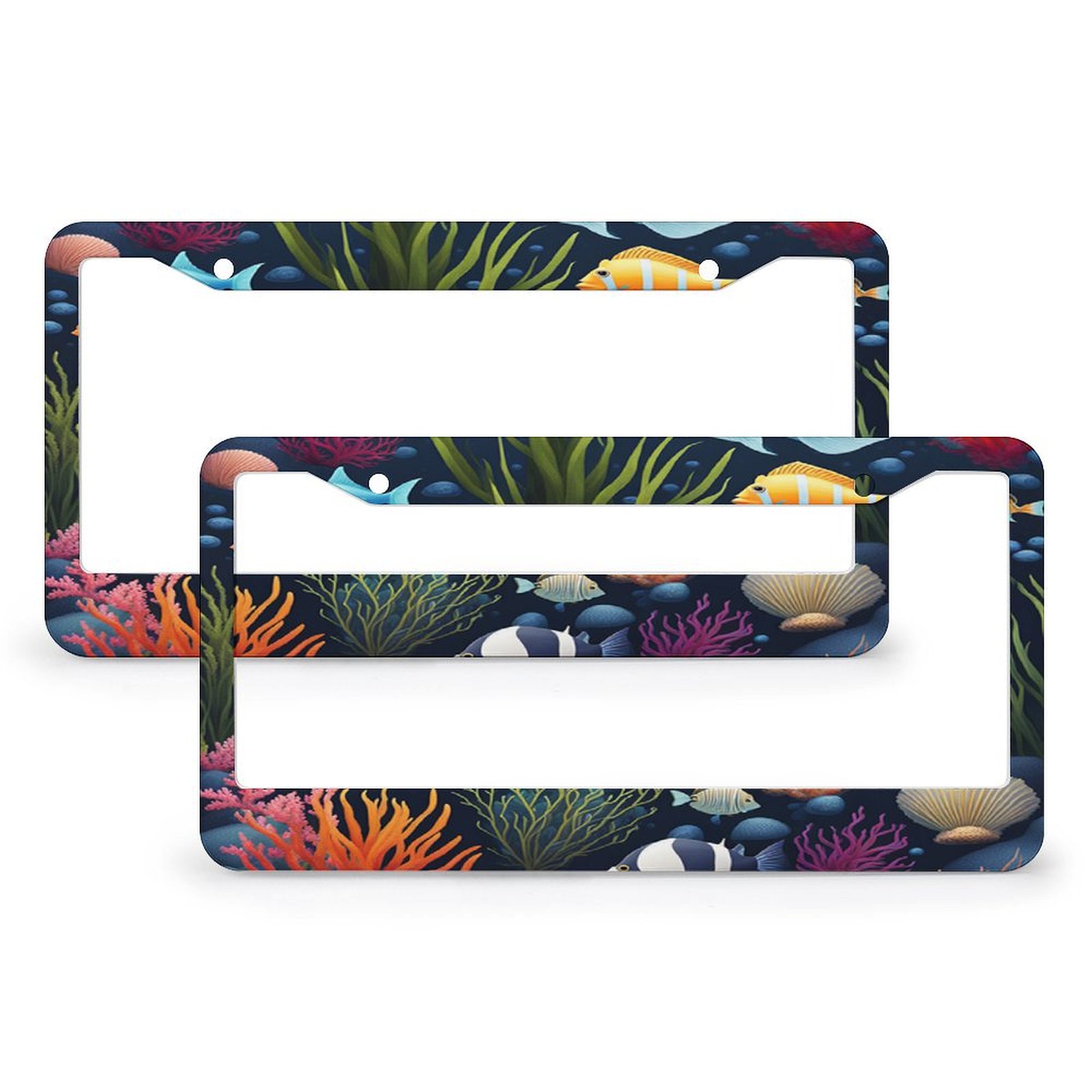 Underwater World Sea Creatures License Plate Frame Holder - 2 Pack ...
