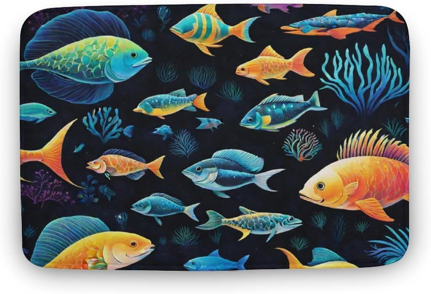Underwater World Sea Creatures Shower Mat Bathtub Rounded Corner Mat,16 ...