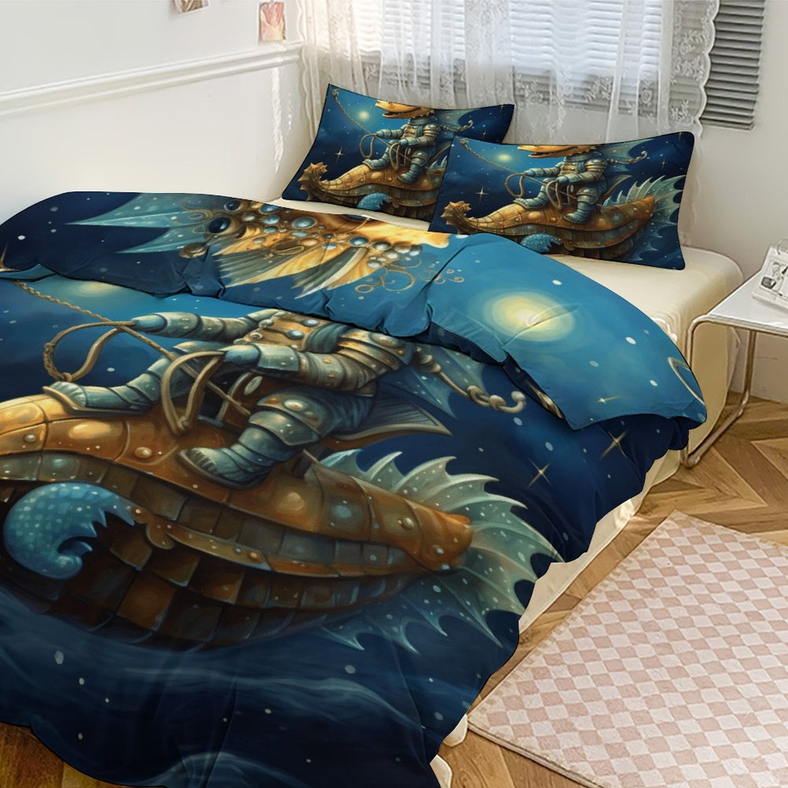 Underwater World Seahorse Bedding Sets Twin Duvet Cover 3 Piece Cute ...