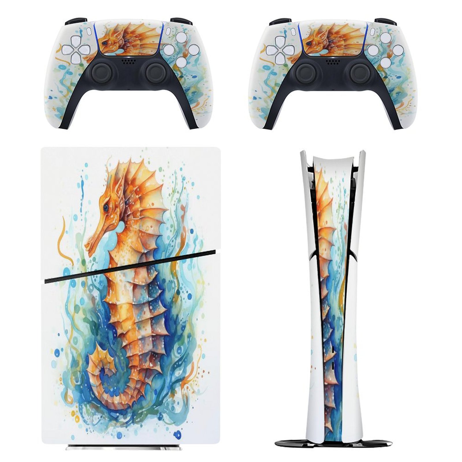 Underwater World Seahorse Watercolor PS5/PS5 Slim Digital Disc Skin ...
