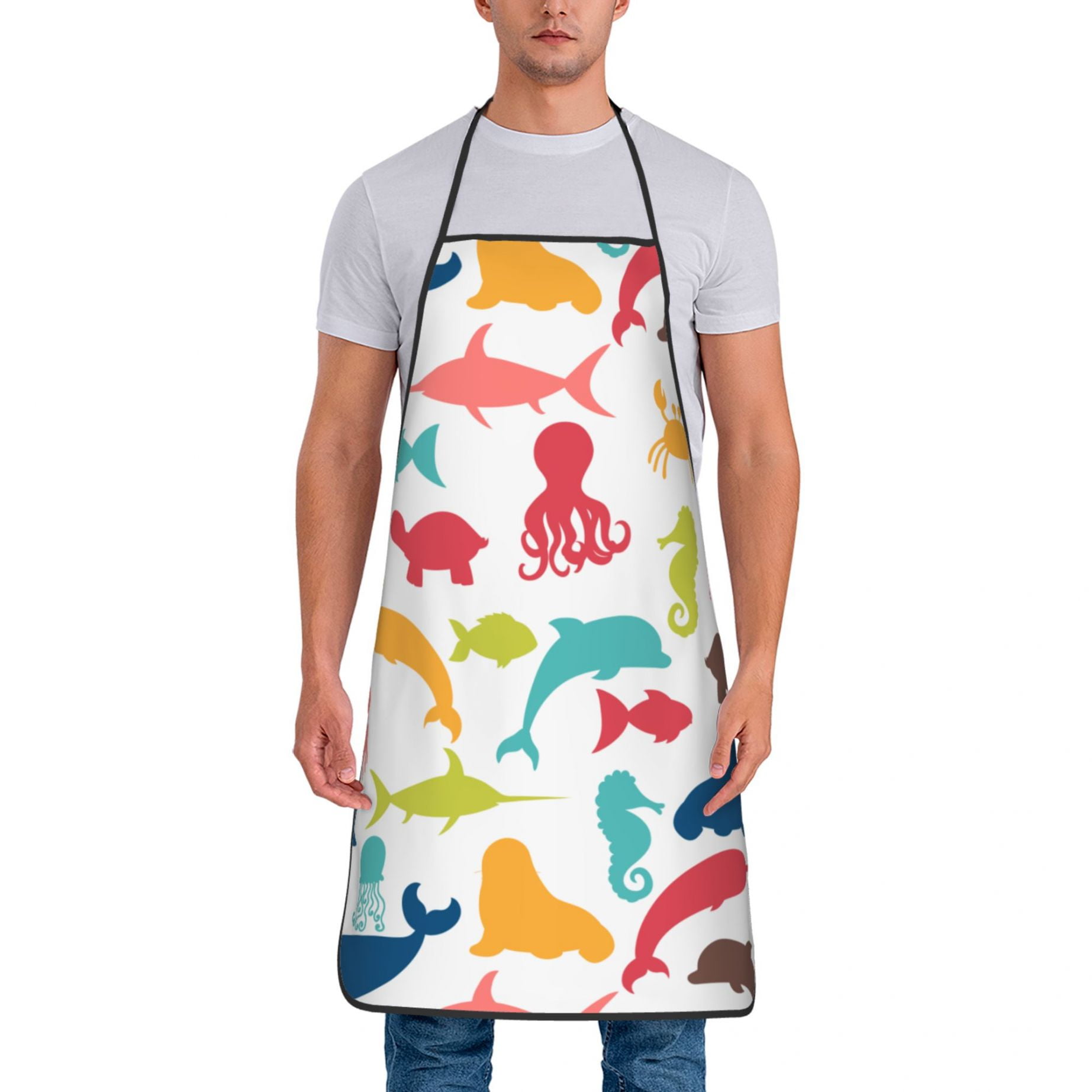 Underwater World Shark Aprons for Women Men Waterproof Apron Kitchen ...