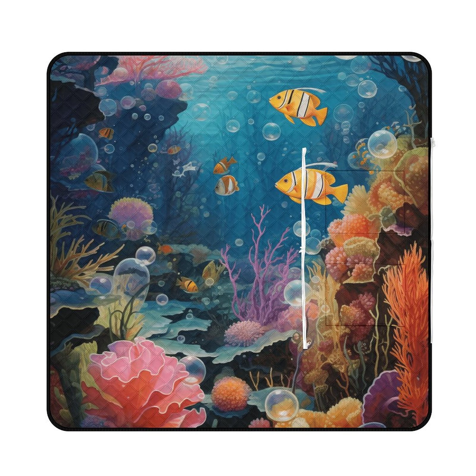 Underwater World Ship Coral Waterproof Picnic Blanket with Foldable ...