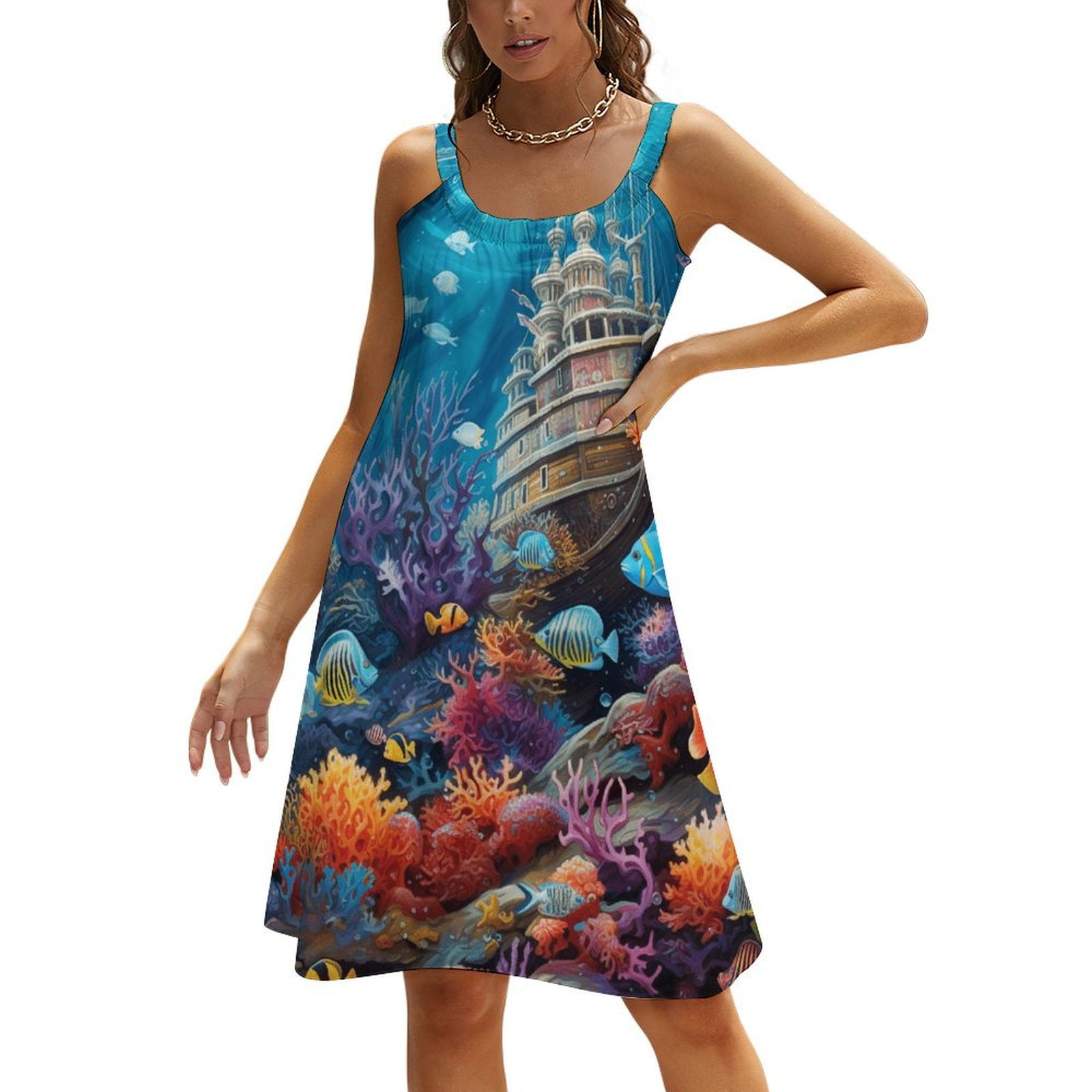 Underwater World Ship Coral Women's Summer Dresses 2025 Beach Casual ...