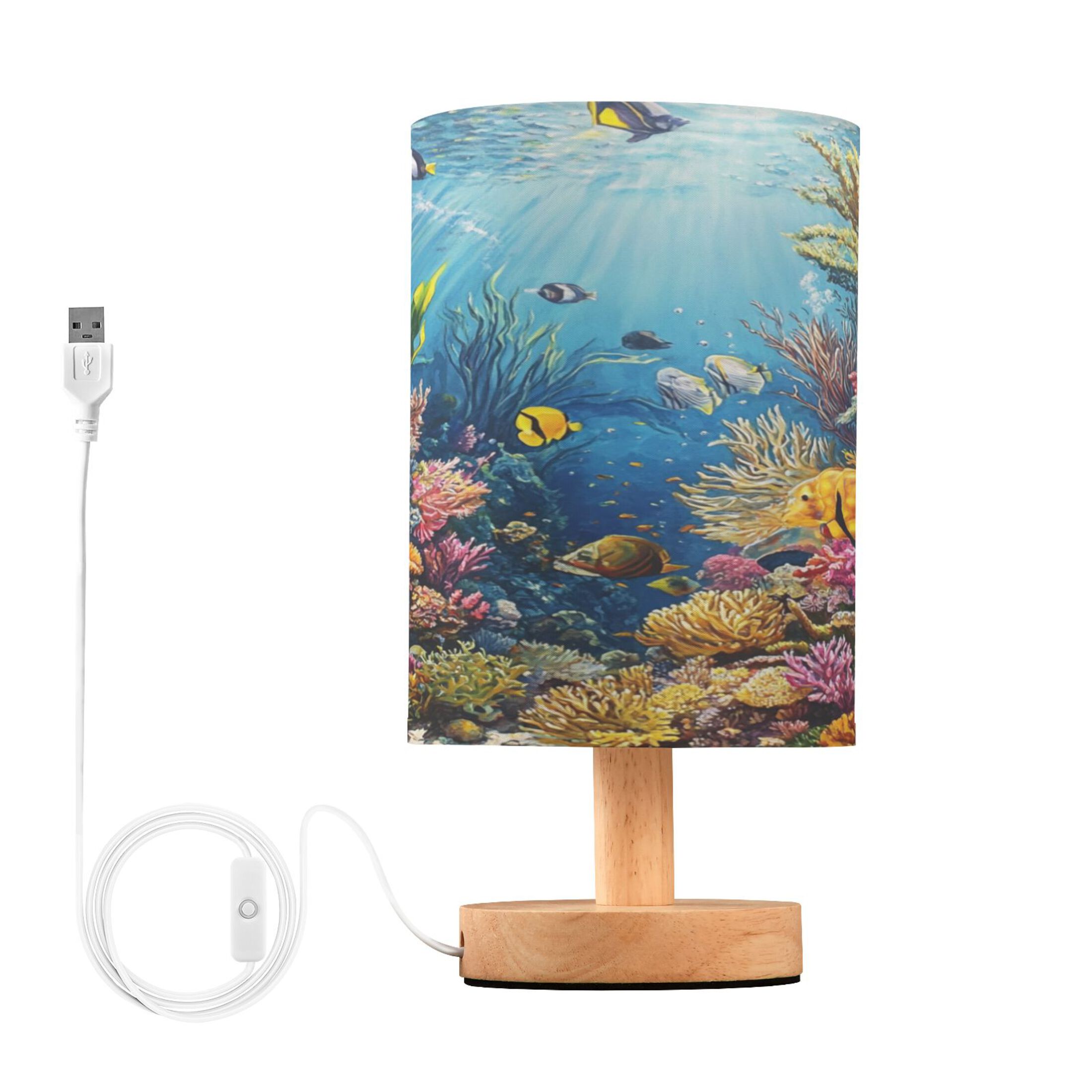 Underwater World Small Lamp Printed Gifts Table Lamp USB Bedside Desk ...