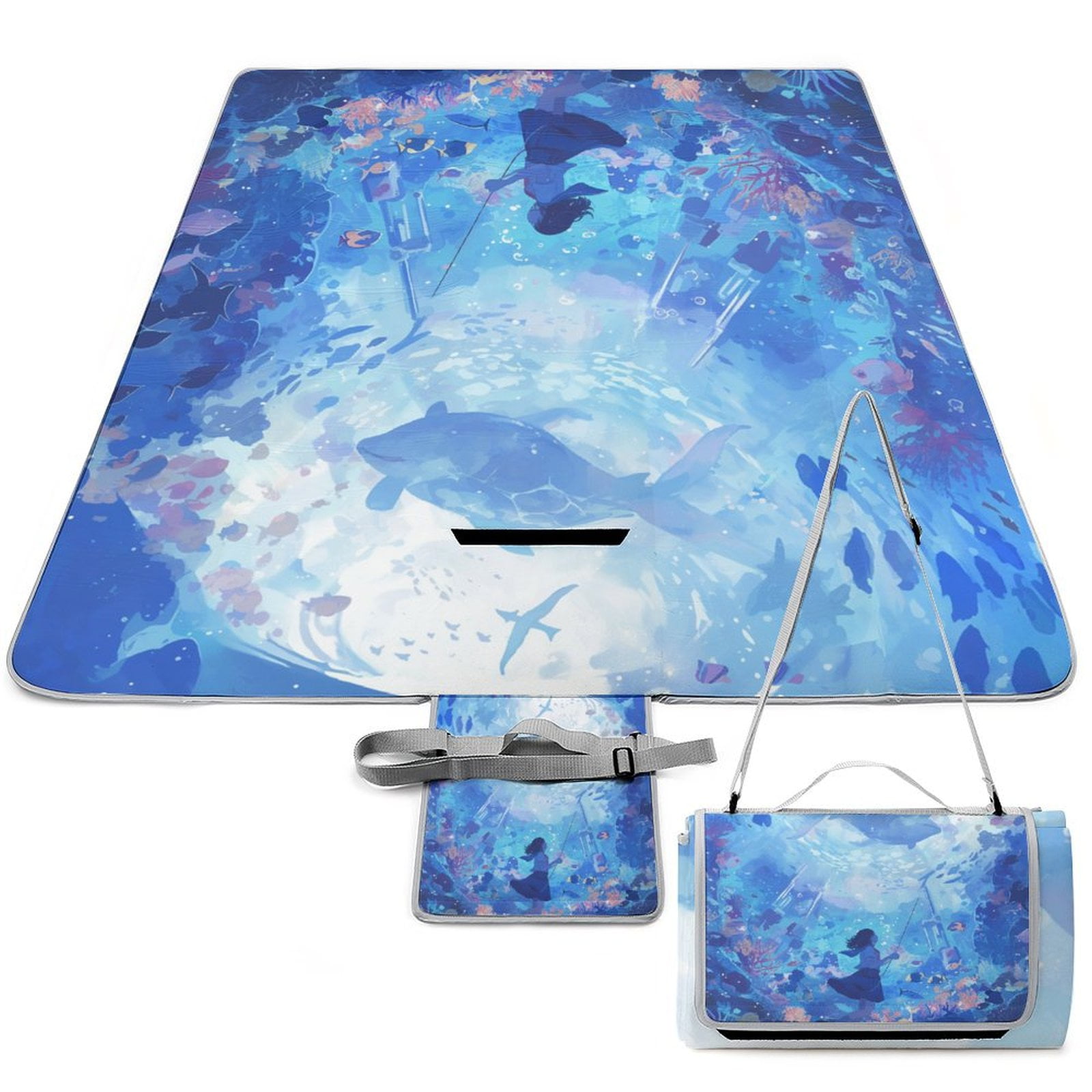 Underwater World Square Picnic Mat Waterproof Beach Mat Folding ...