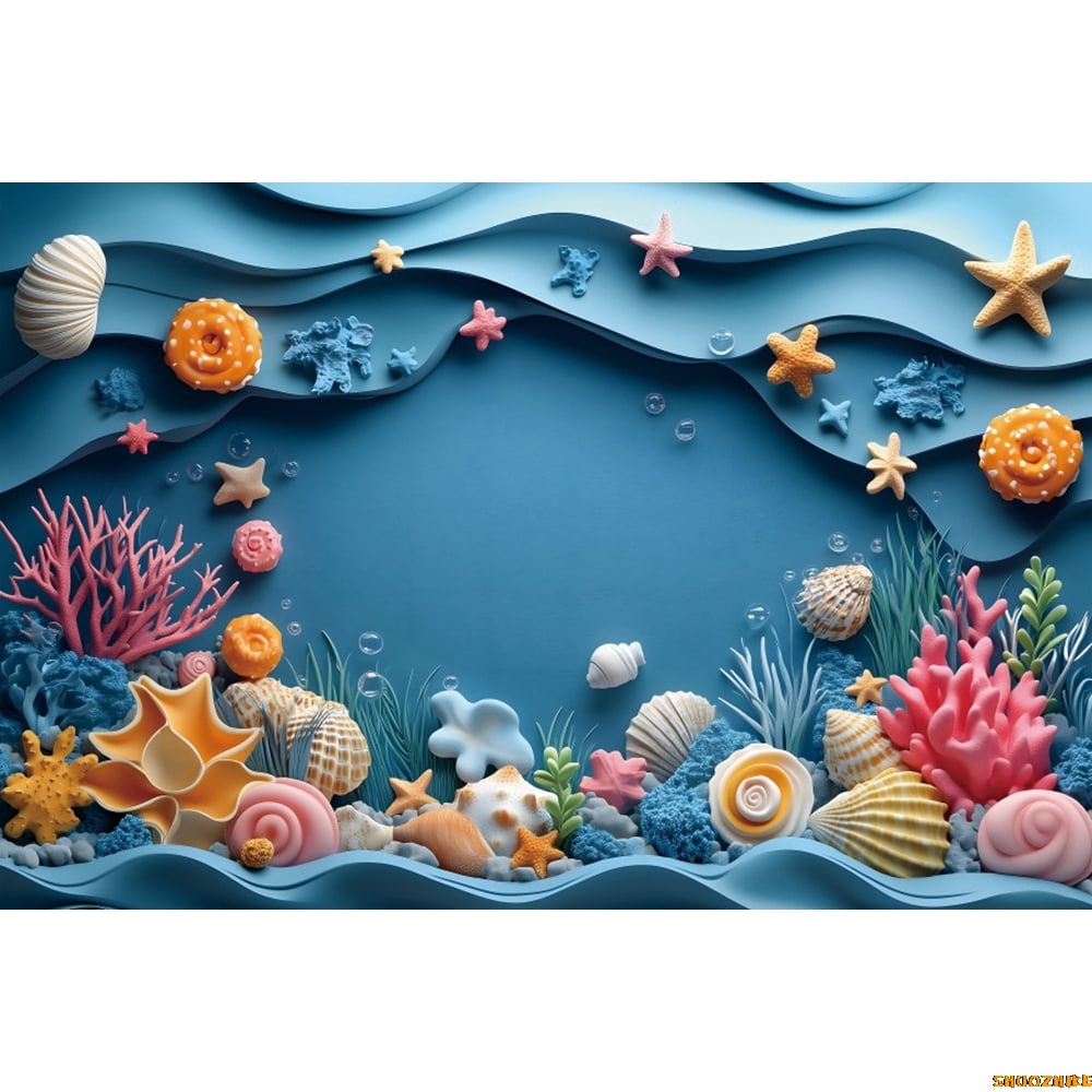 Underwater World Theme Birthday Party rations Backdrop Shell Arch ...