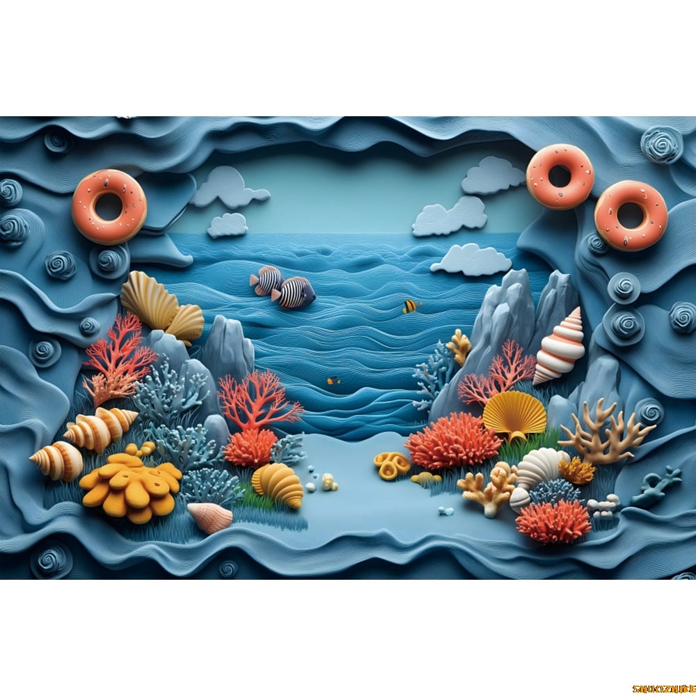 Underwater World Theme Birthday Party rations Backdrop Shell Arch ...