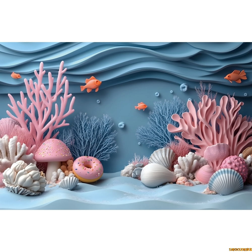 Underwater World Theme Birthday Party rations Backdrop Shell Arch ...