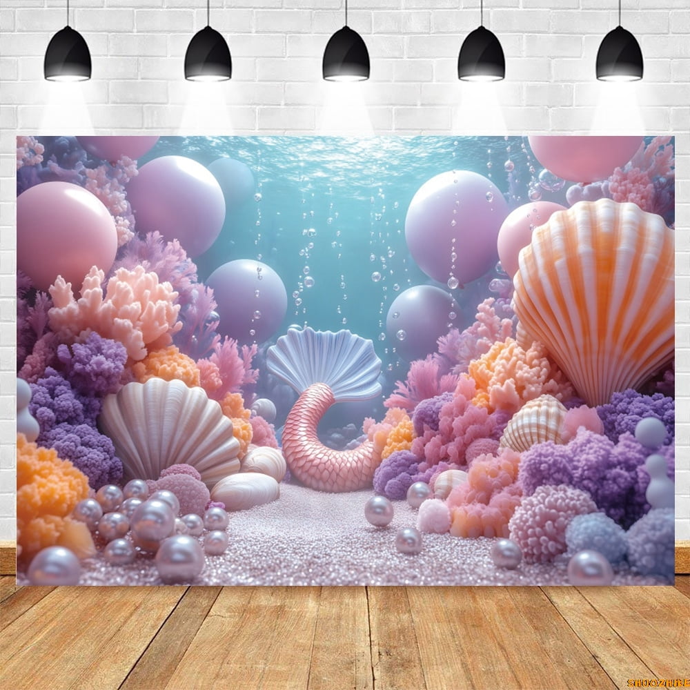 Underwater World Theme Party Backdrop Coral Nacre Shell Jelly Algae ...