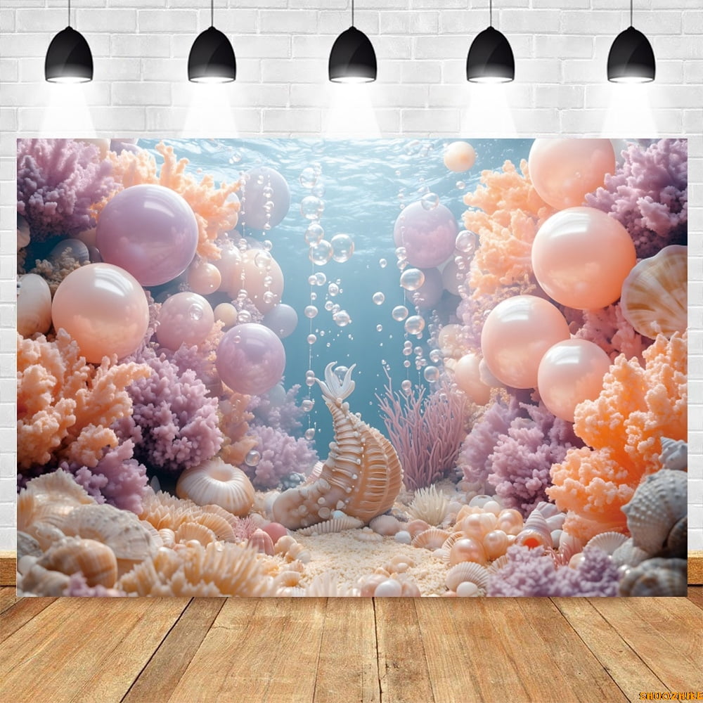 Underwater World Theme Party Backdrop Coral Nacre Shell Jelly Algae ...