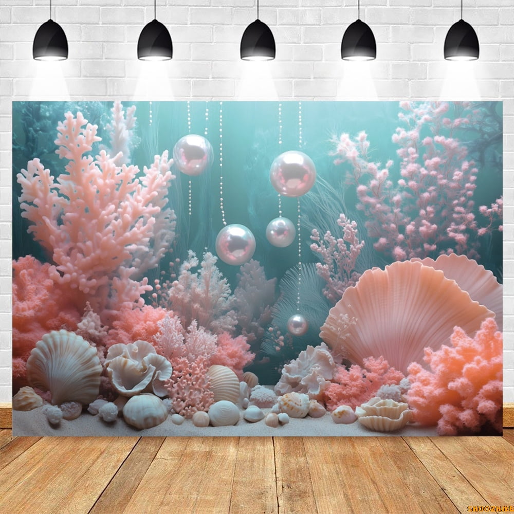 Underwater World Theme Party Backdrop Coral Nacre Shell Jelly Algae ...