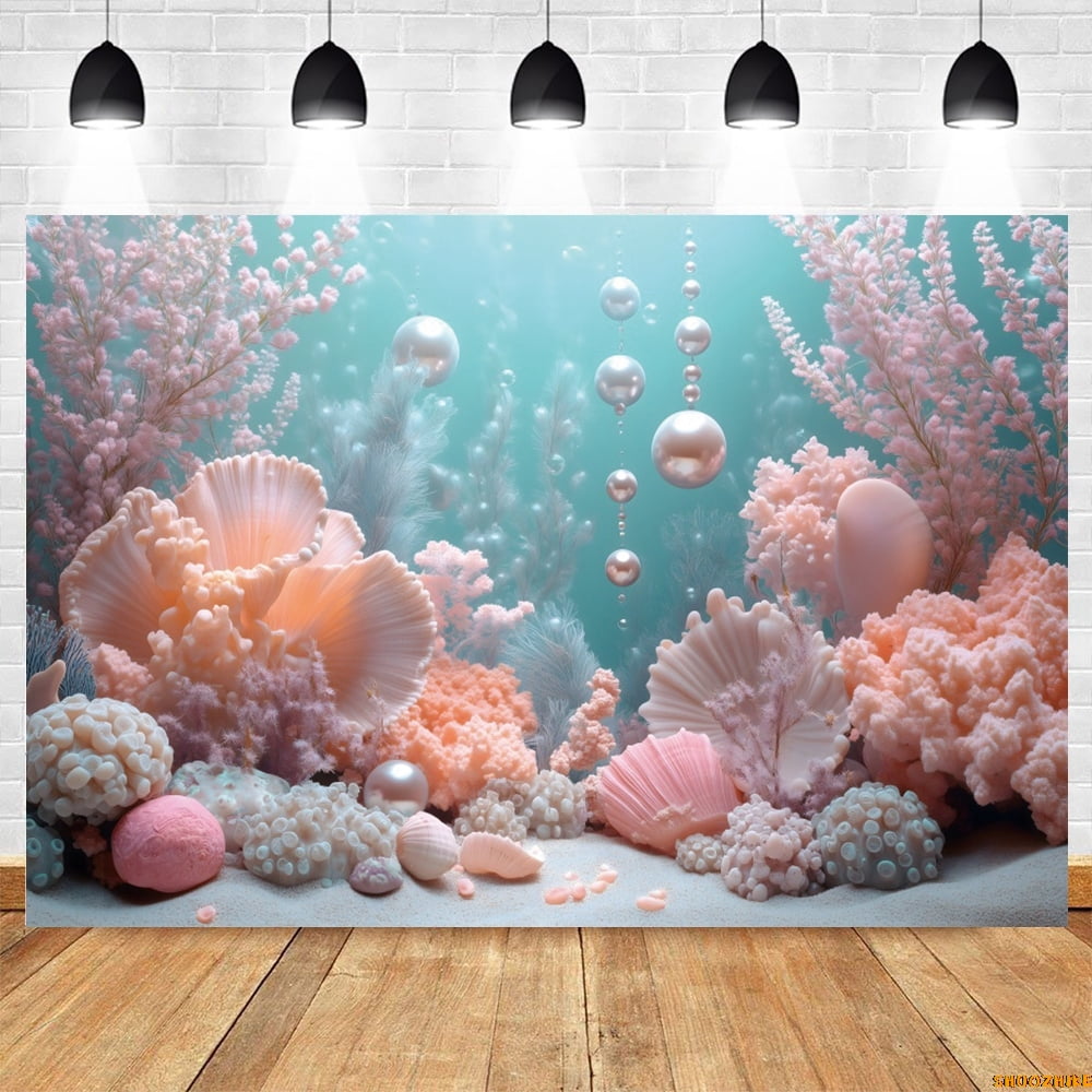 Underwater World Theme Party Backdrop Coral Nacre Shell Jelly Algae ...