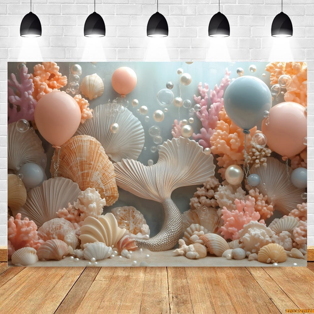 Underwater World Theme Party Backdrop Coral Nacre Shell Jelly Algae ...