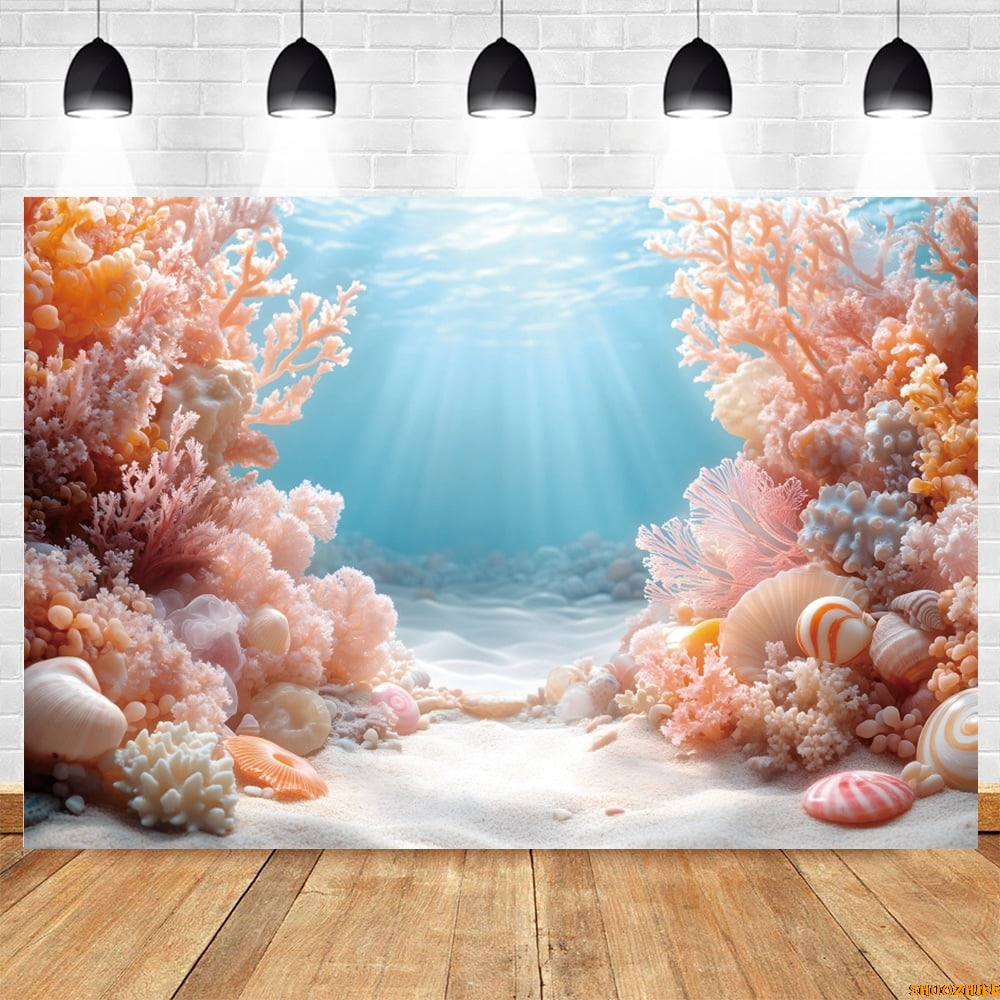 Underwater World Theme Party Backdrop Coral Nacre Shell Jelly Algae ...
