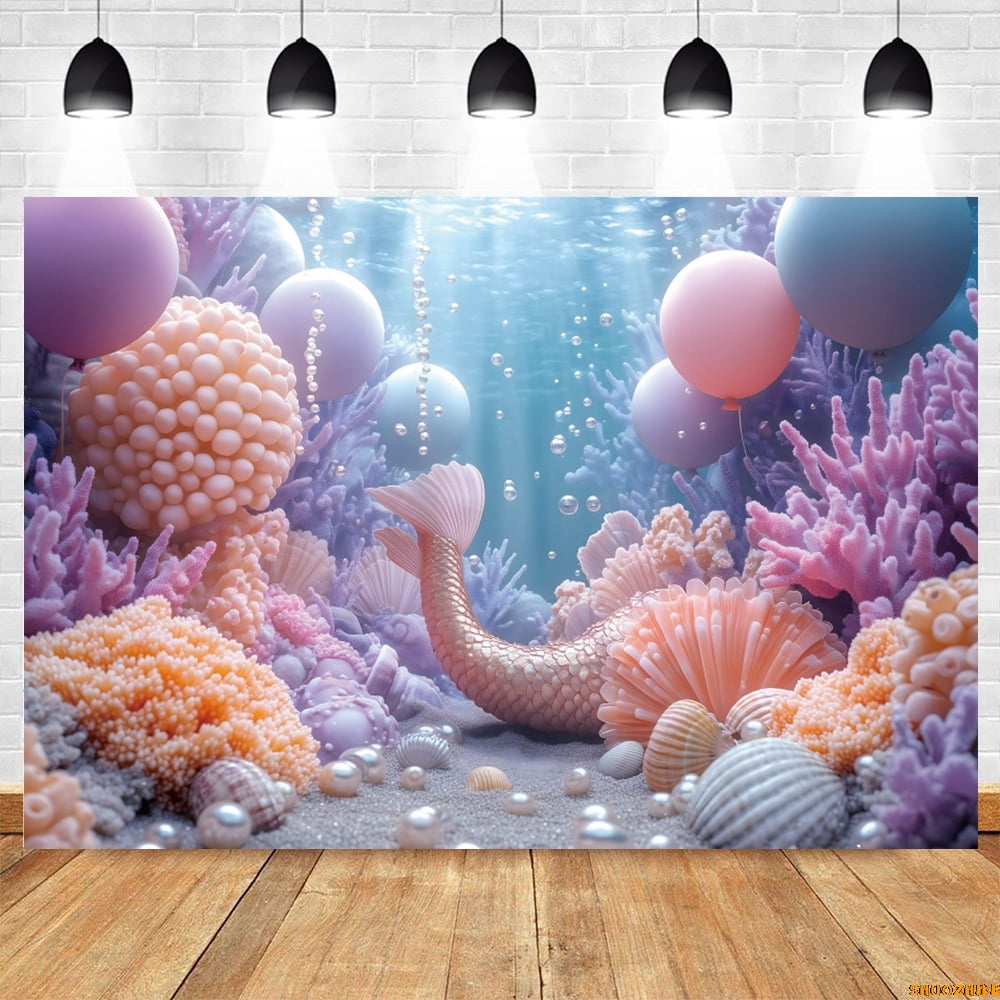 Underwater World Theme Party Backdrop Coral Nacre Shell Jelly Algae ...