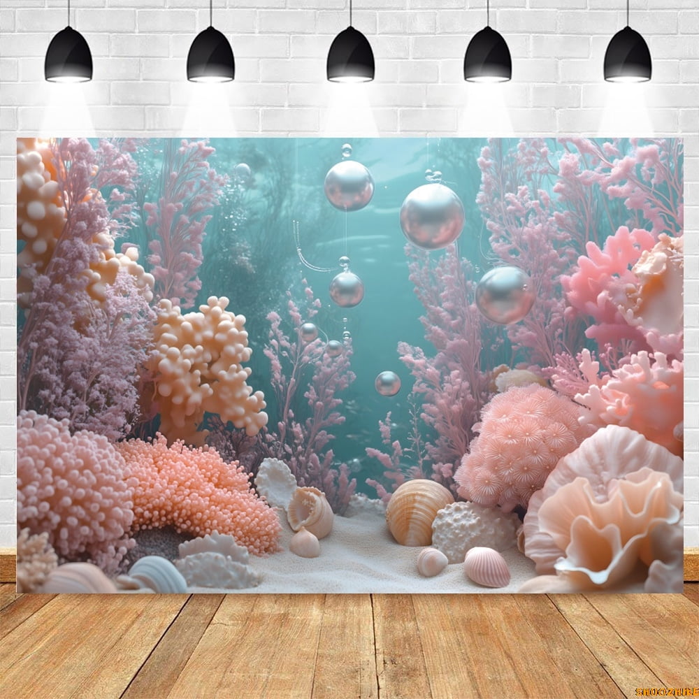Underwater World Theme Party Backdrop Coral Nacre Shell Jelly Algae ...