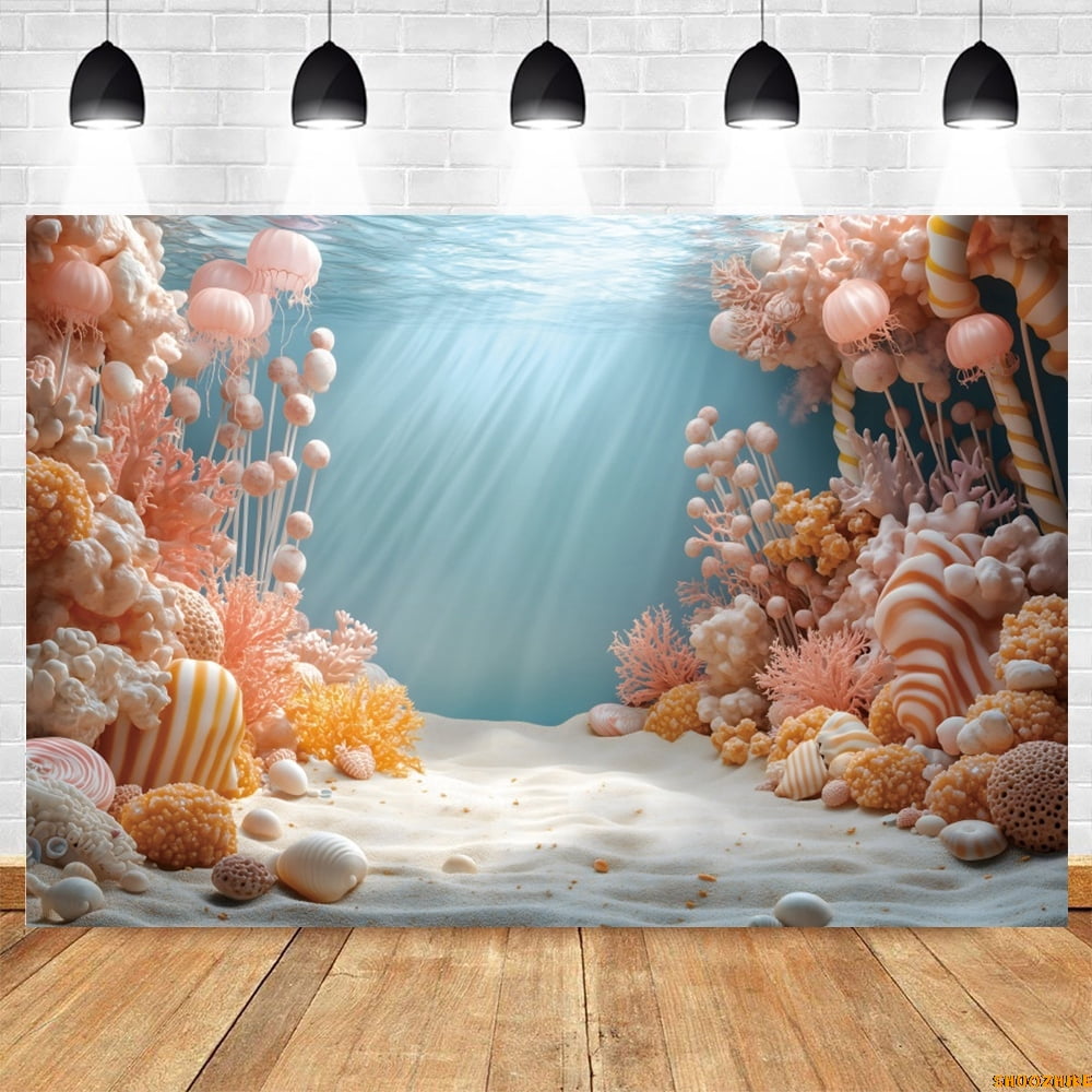 Underwater World Theme Party Backdrop Coral Nacre Shell Jelly Algae ...