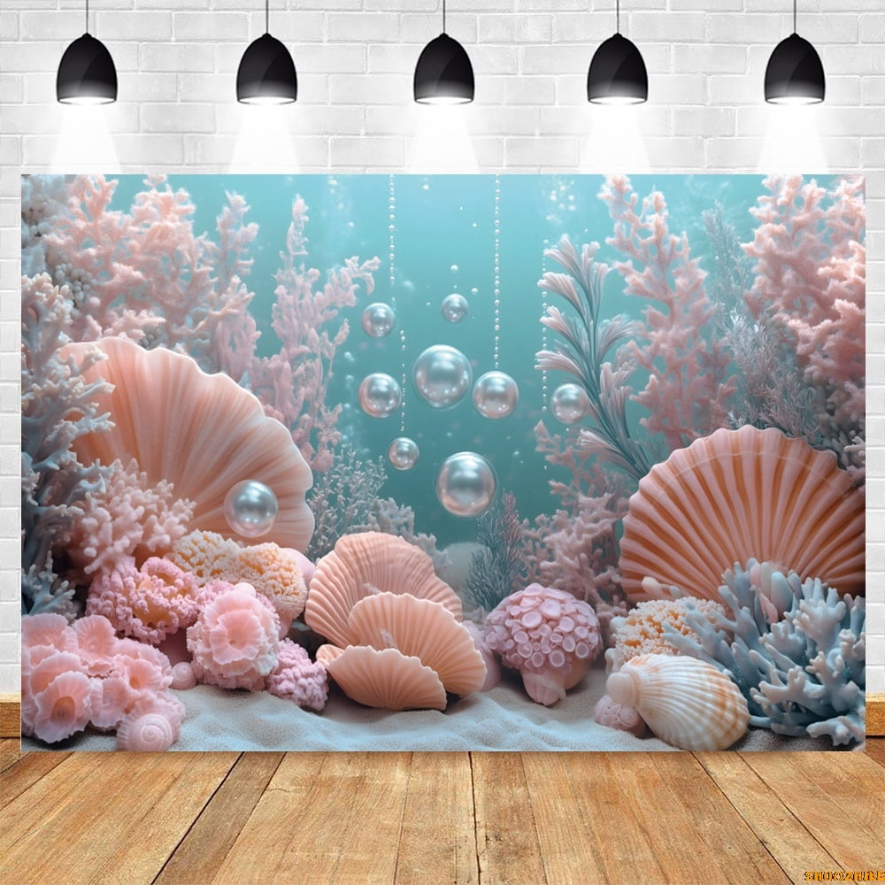 Underwater World Theme Party Backdrop Coral Nacre Shell Jelly Algae ...