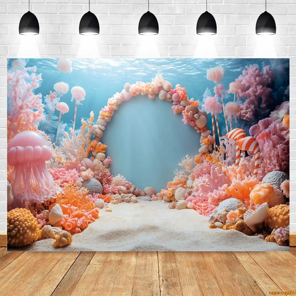 Underwater World Theme Party Backdrop Coral Nacre Shell Jelly Algae ...