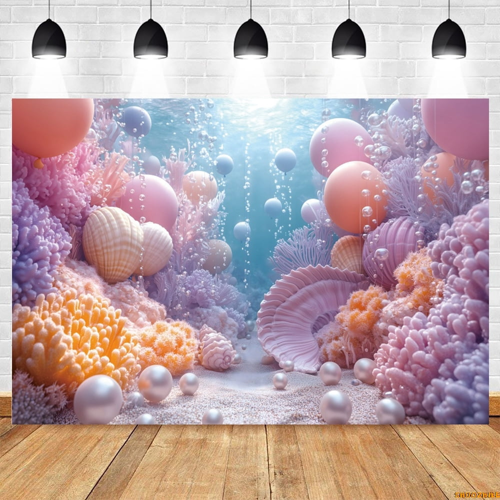 Underwater World Theme Party Backdrop Coral Nacre Shell Jelly Algae ...