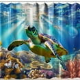 Underwater World Turtle Shower Curtain Ultra Realistic Detail Bright