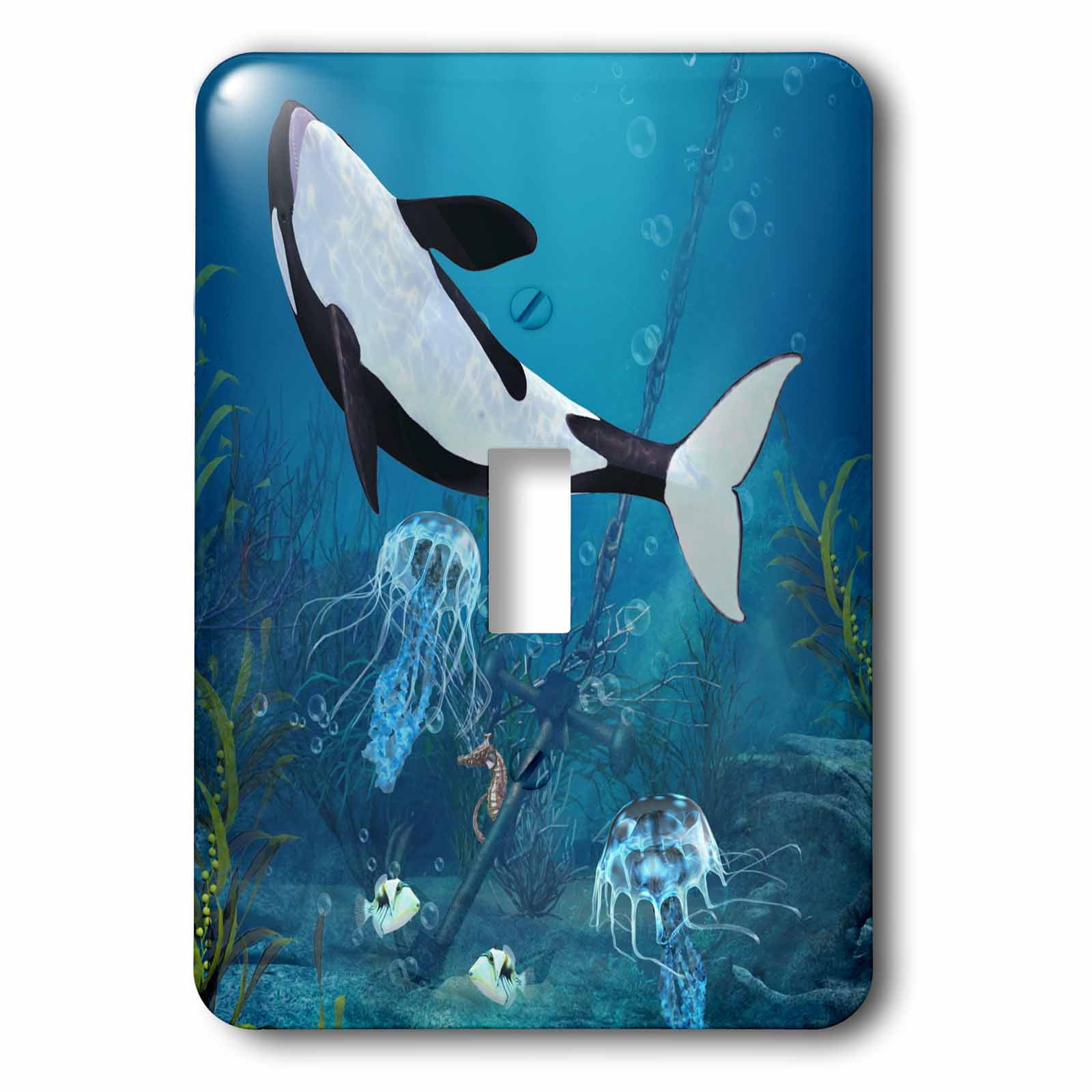 Underwater scene with orca fishes and jellyfish single toggle switch ...