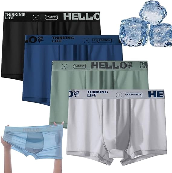 Underwear For Men Low Rise Boxer Briefs for Men Ice Silk Boxer Briefs ...