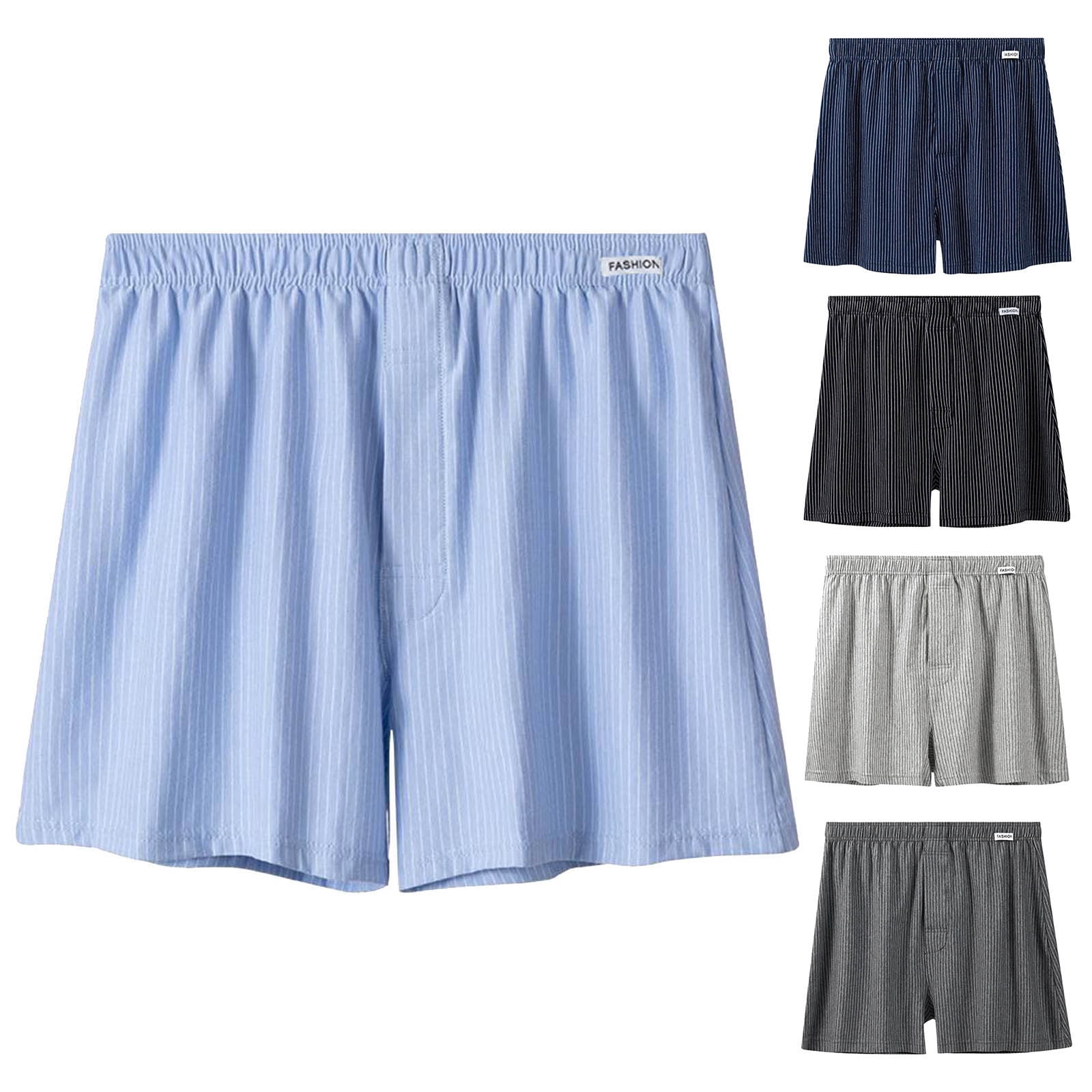 Underwear Men Solid Color Boxers Briefs Homewear Striped Thin Soft ...