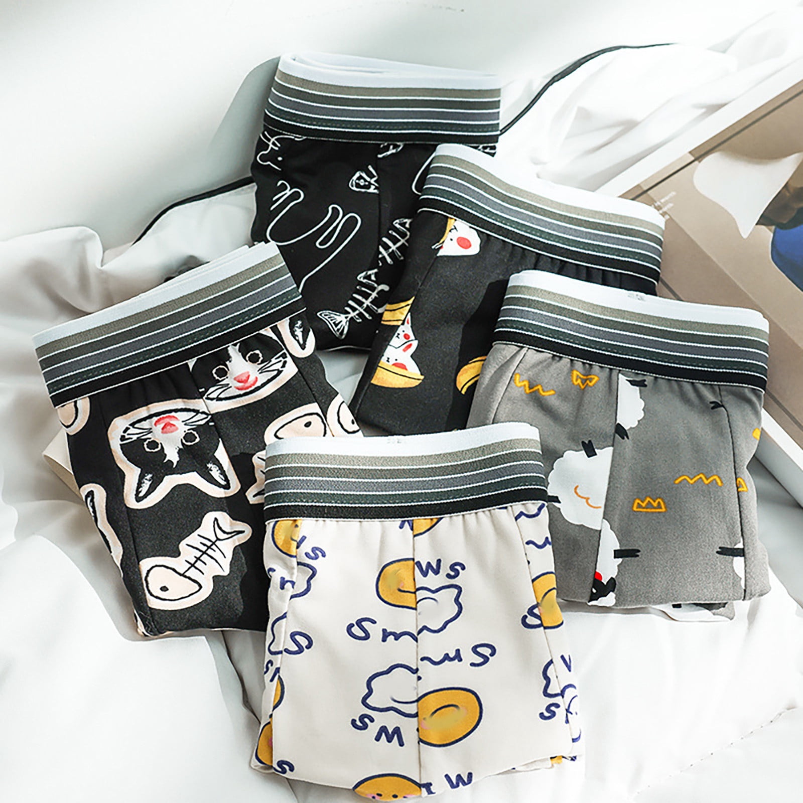 Underwear Mens 5Pc Milk Silk Boxers Briefs Classic Stretchy With ...