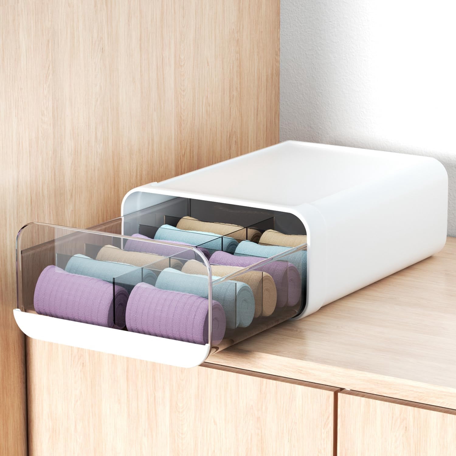Underwear Organizer Drawer, 12 Cells Plastic Sock Underwear Storage ...