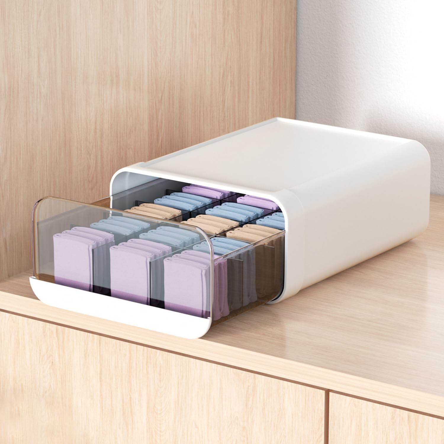 Underwear Organizer Drawer, 15 Cells Plastic Sock Underwear Storage ...