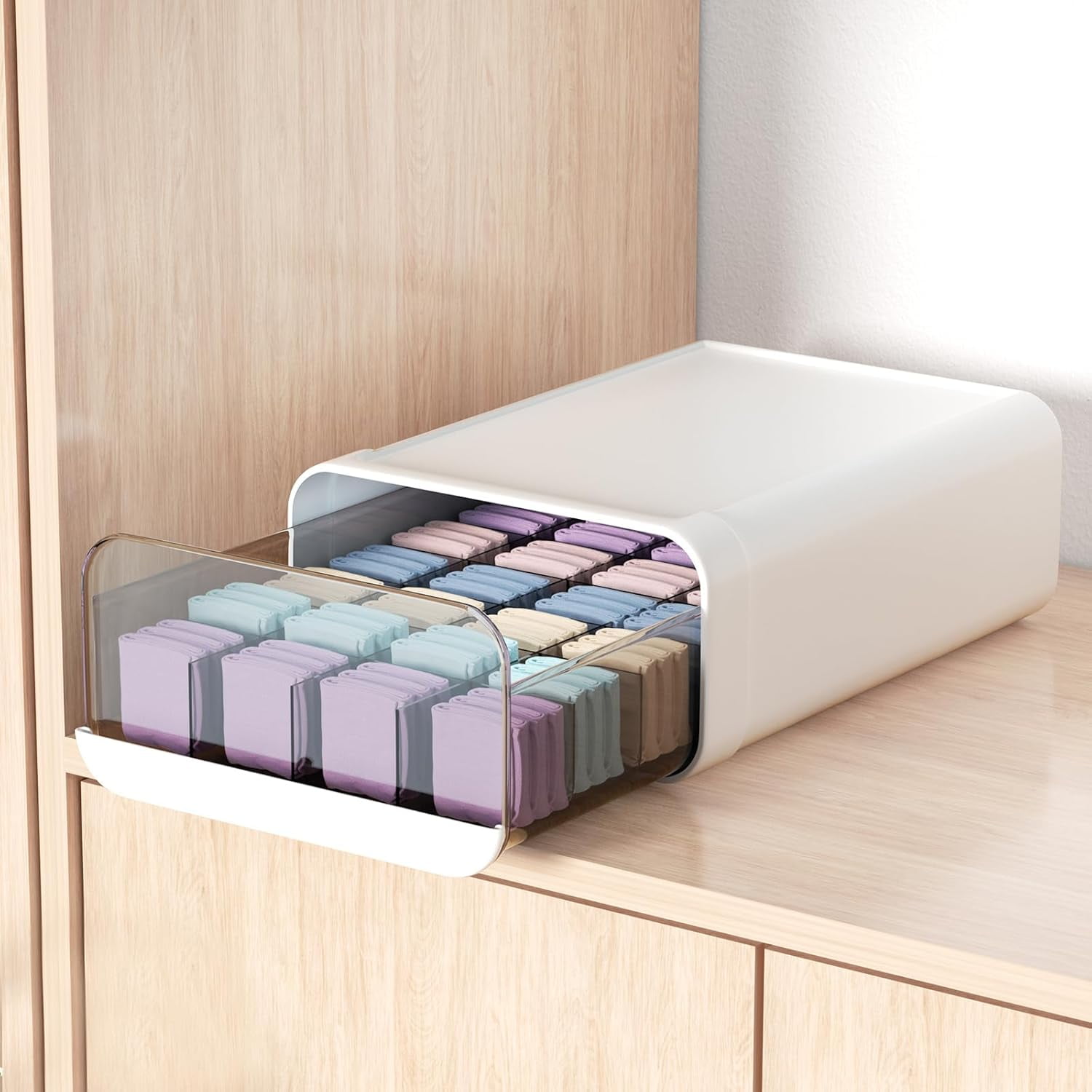 Underwear Organizer Drawer with 24 Cells, Plastic Sock Underwear ...