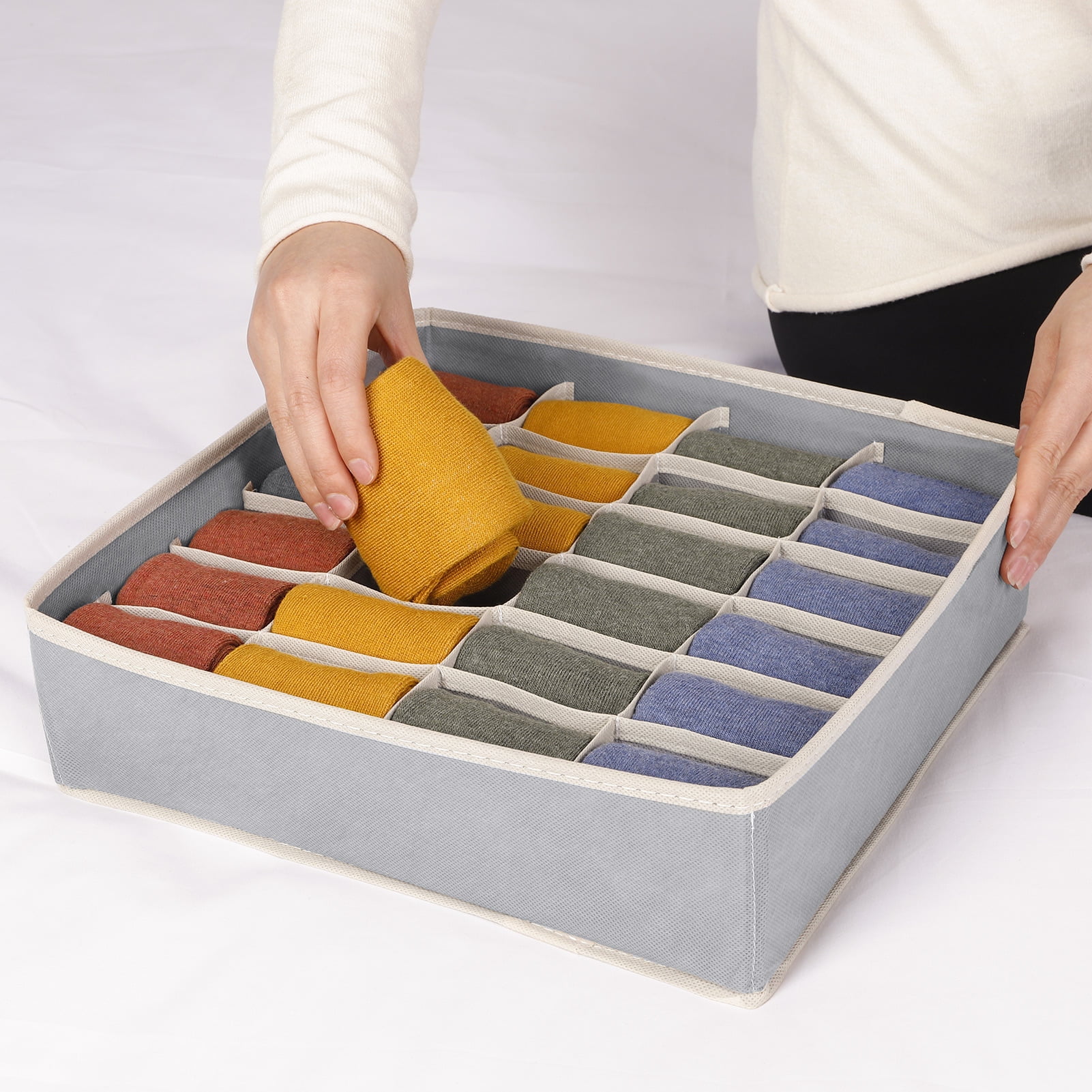 Underwear Sock Drawer Organizer, 24 Cells Foldable Closet Storage Boxes ...