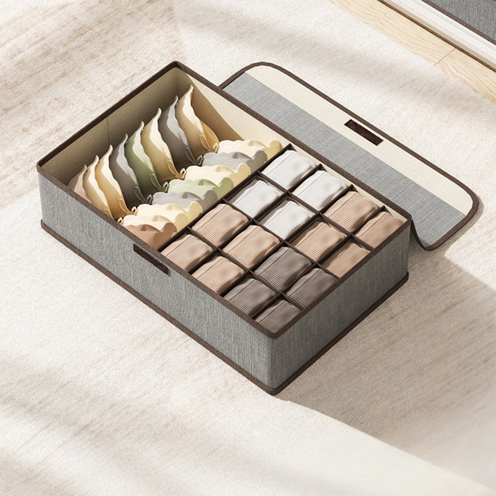 Underwear Socks Ties Storage Organizer with Lids, Foldable Closet ...